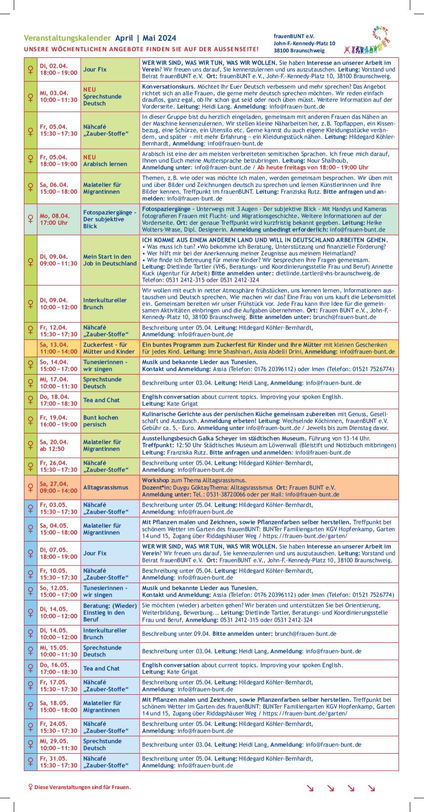 Veranstaltungen April/Mai 2024 – frauen BUNT